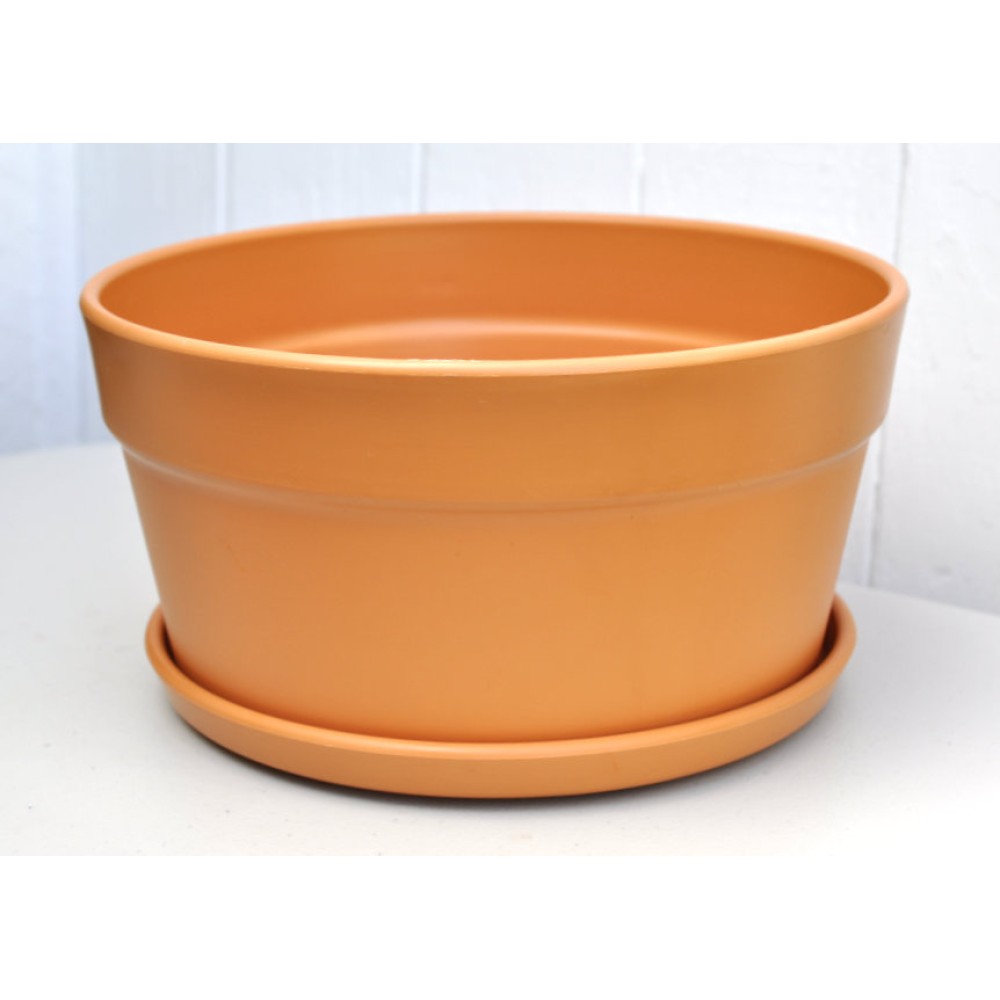 Cottage Pot With Saucer, Squat, 300 mm diameter x 160 mm high - From 1 Unit